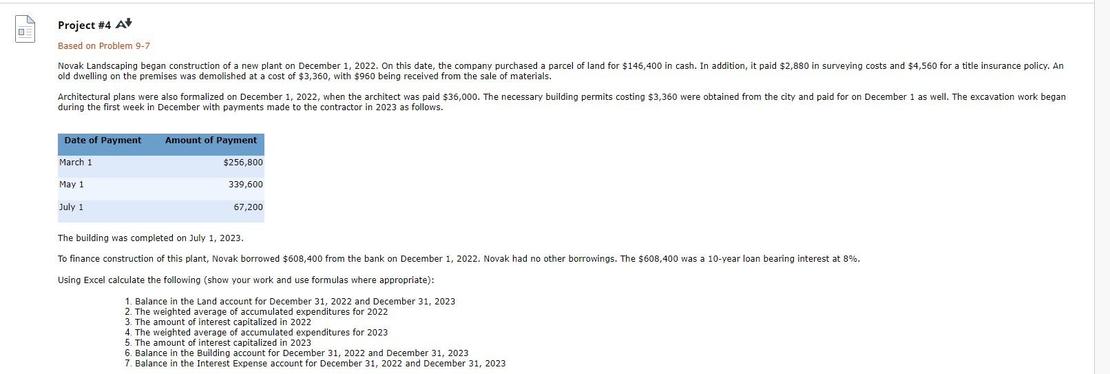 Solved Project #4 ﻿A์Based on Problem 9-7old dwelling on the | Chegg.com