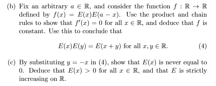 Solved E(x)=∑n=0∞n!xn(b) Fix an arbitrary a∈R, and consider | Chegg.com
