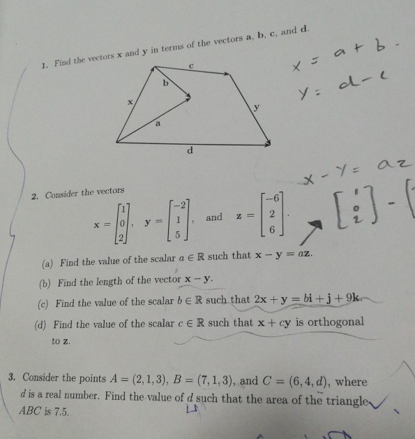 Solved 1. Find the vectors x and y in terms of the vectors | Chegg.com
