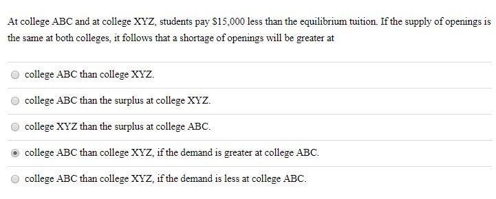 Solved At college ABC and at college XYZ. students pay | Chegg.com