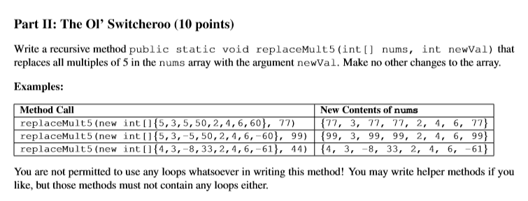 Solved Part II: The Ol' Switcheroo (10 points) Write a | Chegg.com