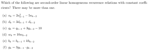 Solved Which of the following are second-order linear | Chegg.com