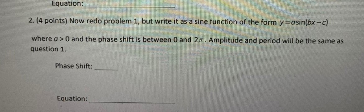 Solved 1. (6 points) Determine the amplitude, period, and | Chegg.com