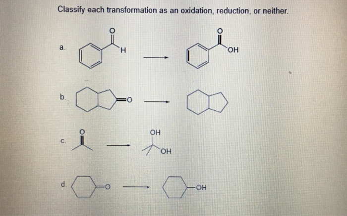 Solved Classify each transformation as an oxidation, | Chegg.com