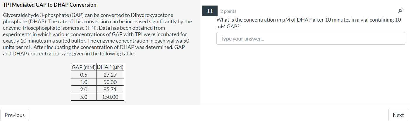 Solved TPI Mediated GAP to DHAP Conversion 9 2 points What | Chegg.com