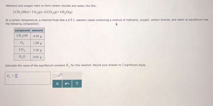 Solved Methanol and oxygen react to form carbon dioxide and | Chegg.com