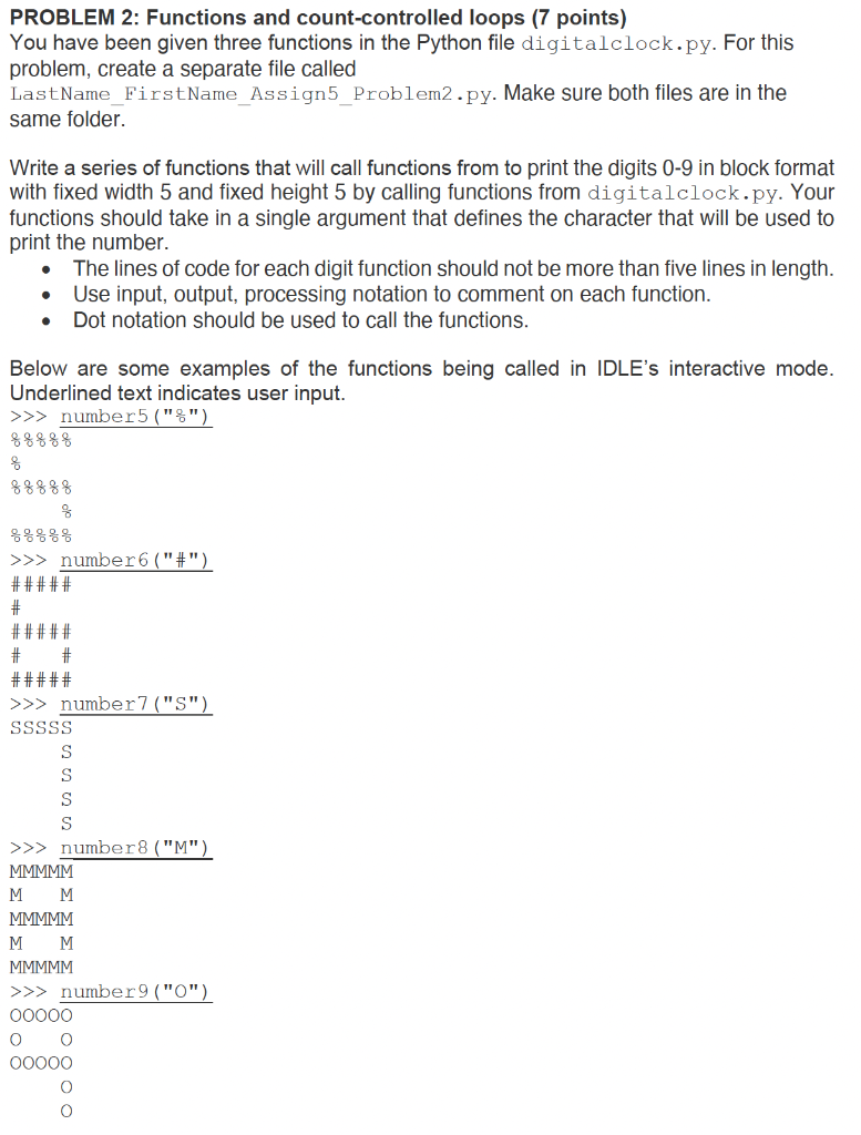 Solved PROBLEM 2: Functions and count-controlled loops (7 | Chegg.com