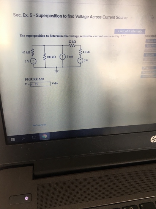 Solved Use superposition to determine the voltage across the | Chegg.com