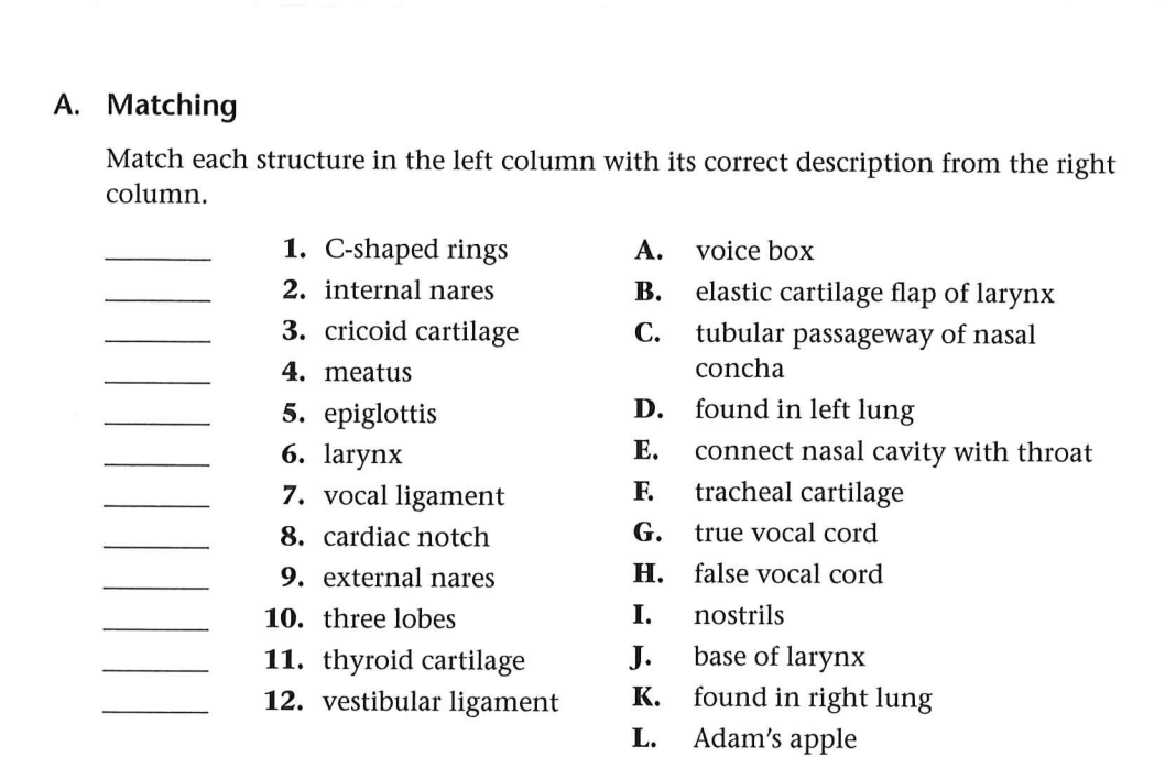 Solved Match each structure in the left column with its | Chegg.com