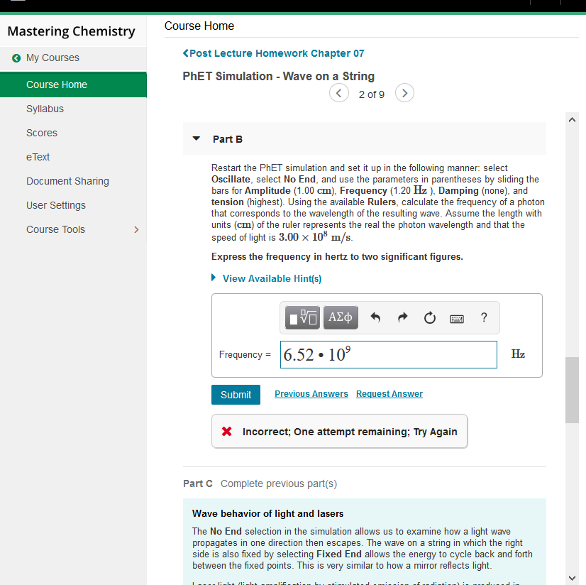 Solved Course Home Mastering Chemistry Post Lecture Homework | Chegg.com
