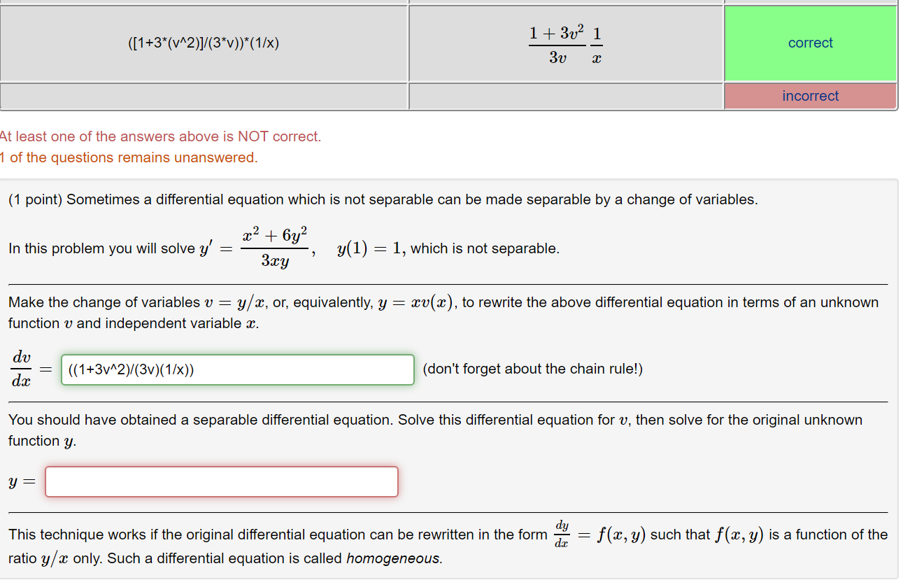 Solved ([1+3*(v^2)]/(3*v))*(1/x) 1+302 1 3v correct C | Chegg.com