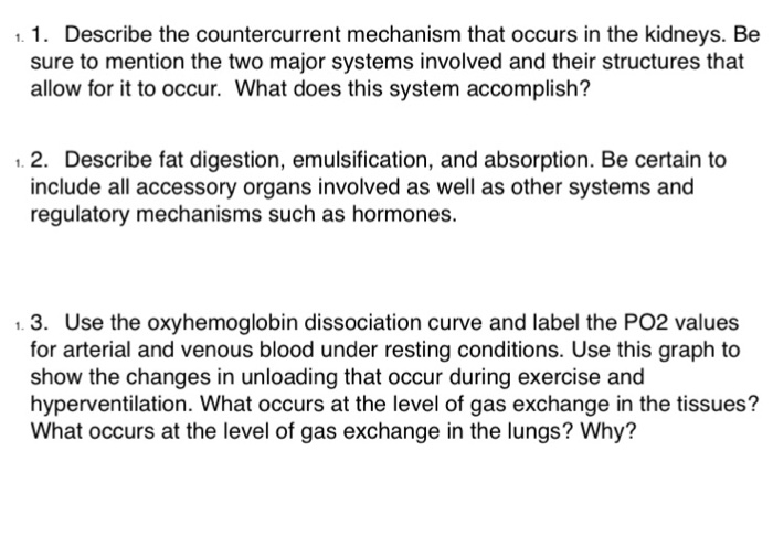 Solved Describe the countercurrent mechanism that occurs in | Chegg.com