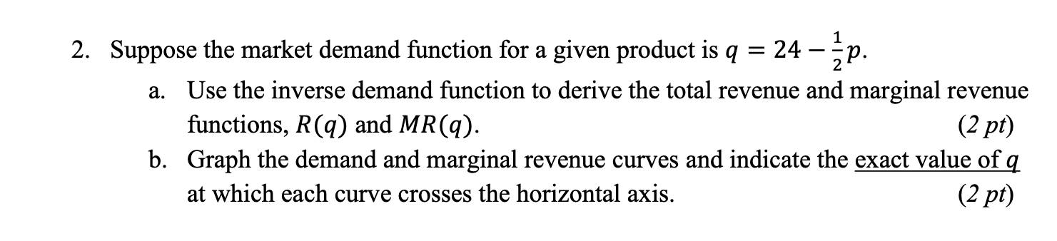 Solved For each of the following demand functions, calculate | Chegg.com