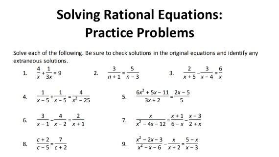 Solved Solving Rational Equations Practice Problems Solve Chegg
