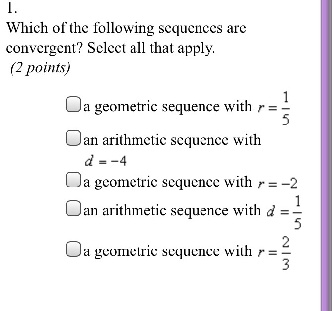 Solved Which of the following sequences are convergent? | Chegg.com