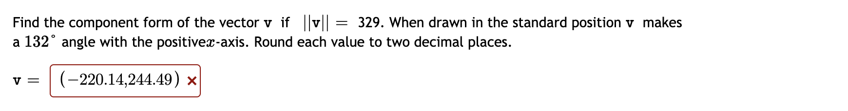 Solved Find the component form of the vector v if |lv|| = = | Chegg.com