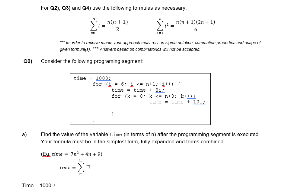 Solved For Q2), Q3) and Q4) use the following formulas as | Chegg.com