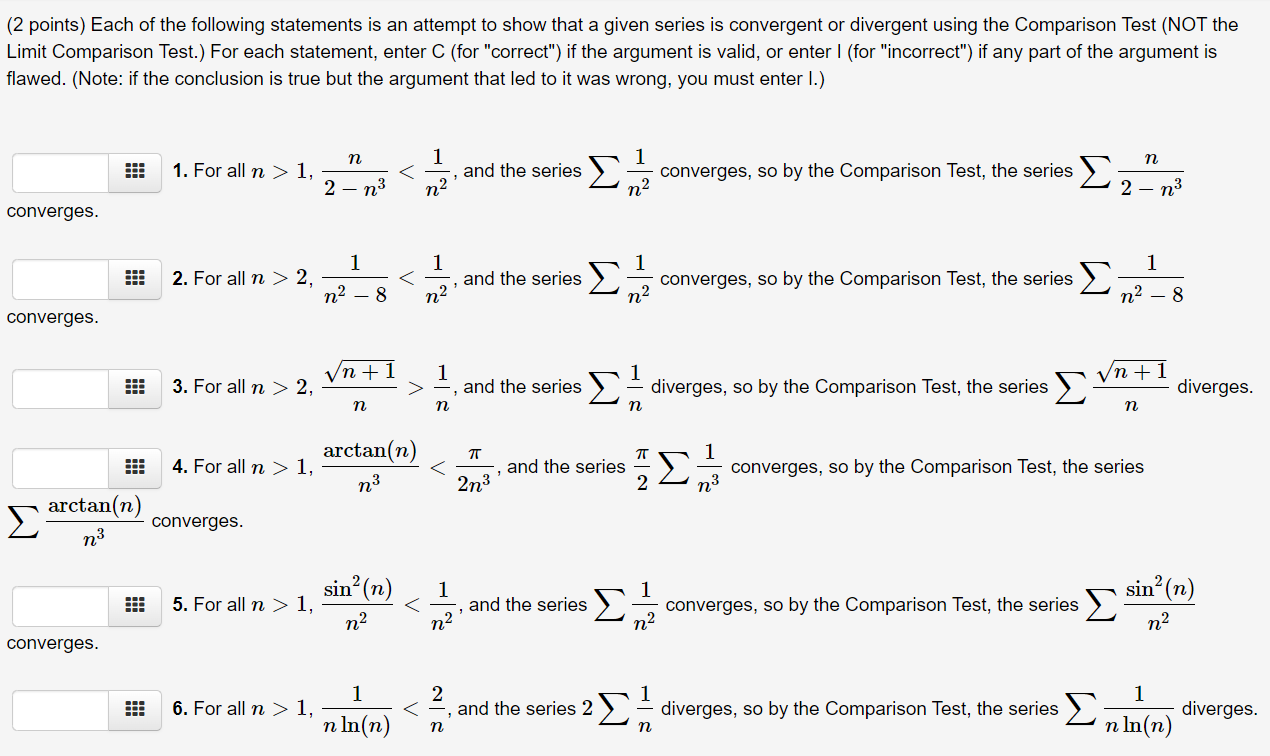 Solved (2 points) Each of the following statements is an | Chegg.com