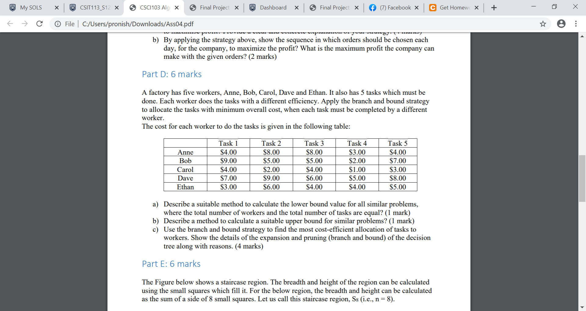 My SOLS x CSIT113_512 X 3 CSC1103 Alg X S Final | Chegg.com