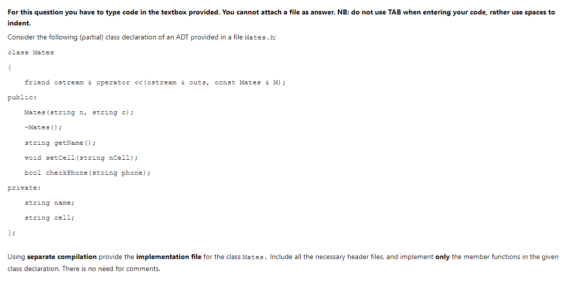 Solved For this question you have to type code in the | Chegg.com