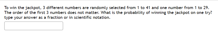Solved To win the jackpot, 3 different numbers are randomly | Chegg.com