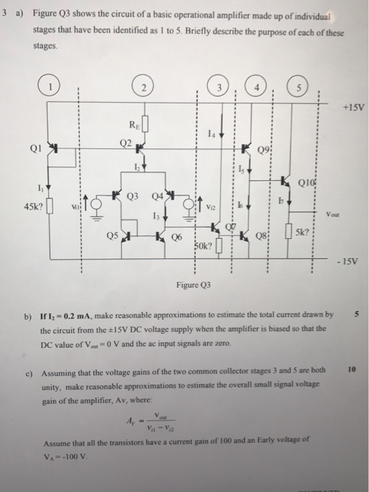 Solved 3 Figure Q3 shows the circuit of a basic operational | Chegg.com