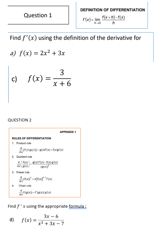 Solved DEFINITION OF DIFFERENTIATION | Chegg.com