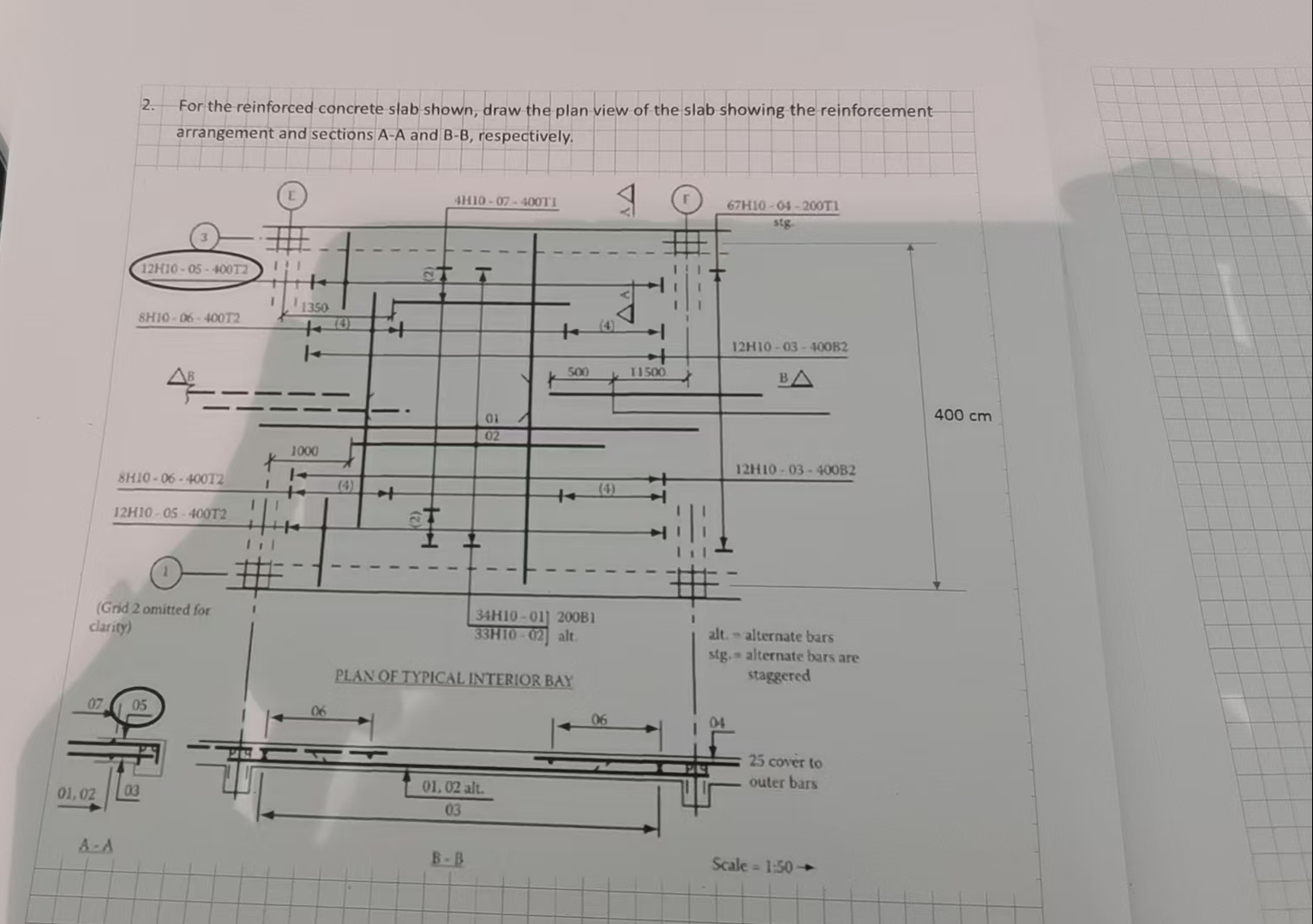 Solved For the reinforced concrete slab shown, draw the plan | Chegg.com