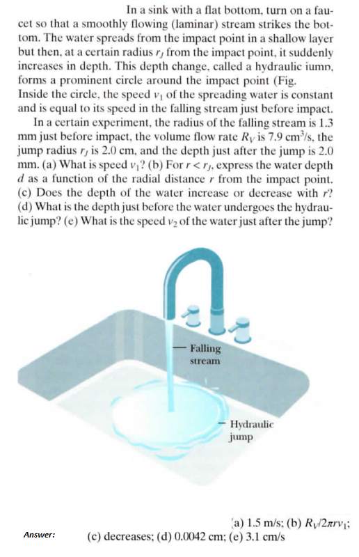 Solved In a sink with a flat bottom, turn on a faucet so | Chegg.com