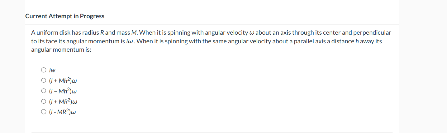 Solved Current Attempt in ﻿ProgressA uniform disk has radius | Chegg.com