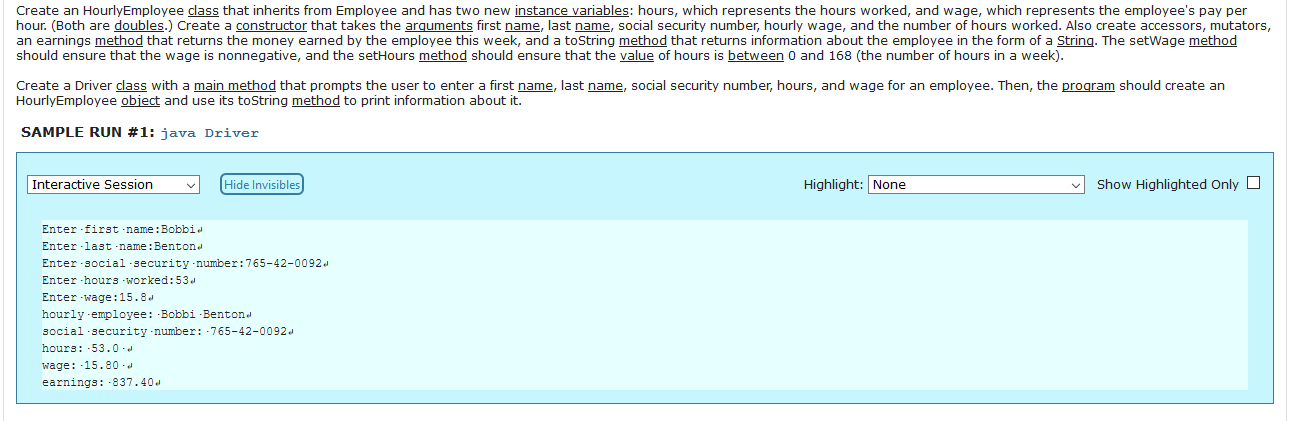 Solved Create an HourlyEmployee class that inherits from | Chegg.com