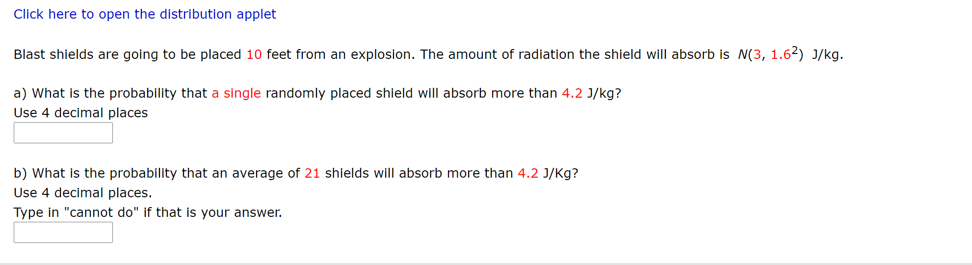 Solved Click here to open the distribution applet Blast | Chegg.com