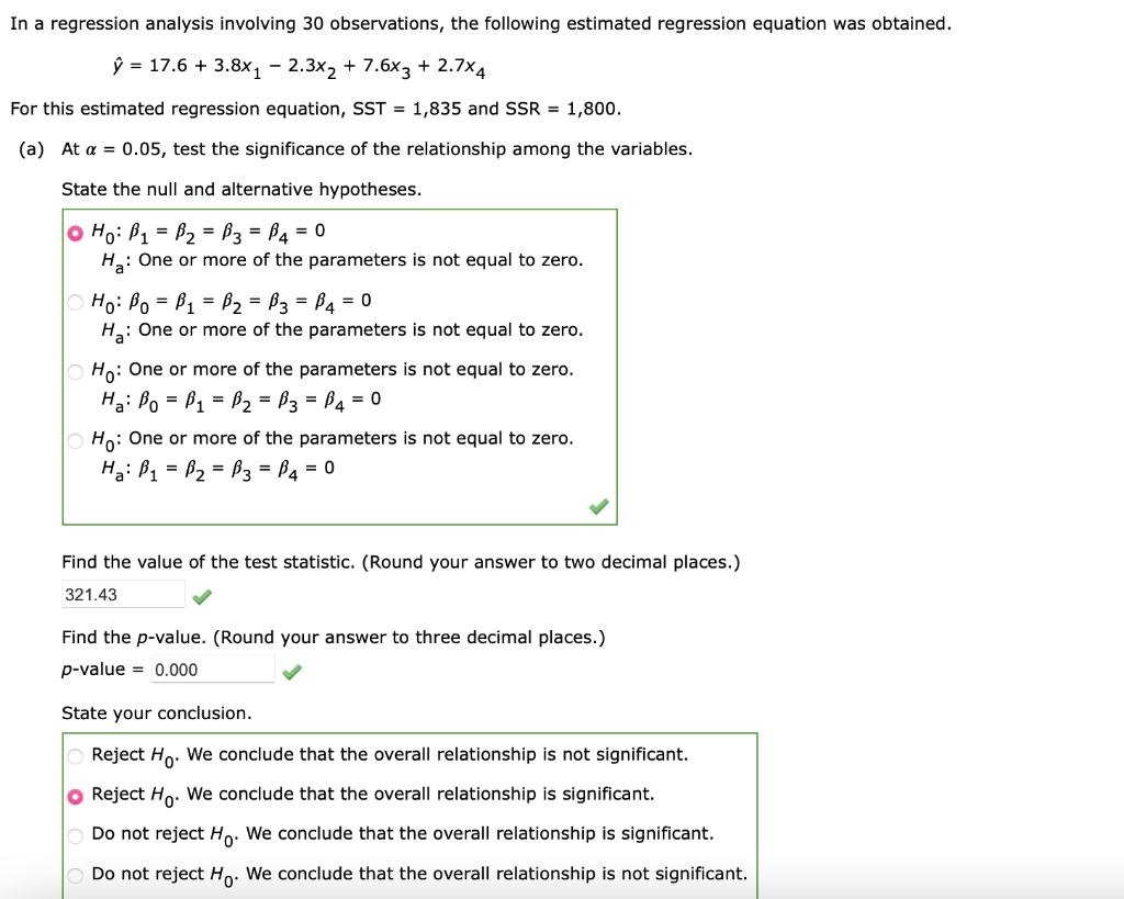 Solved In a regression analysis involving 30 observations, | Chegg.com
