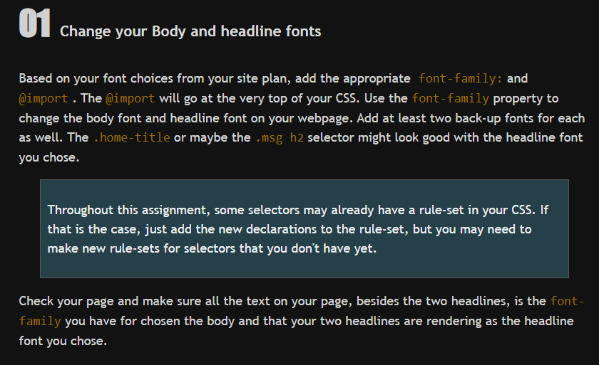 Solved I Change your Body and headline fonts Based on your | Chegg.com
