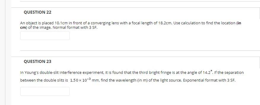 Solved QUESTION 22 An object is placed 10.1cm in front of a | Chegg.com