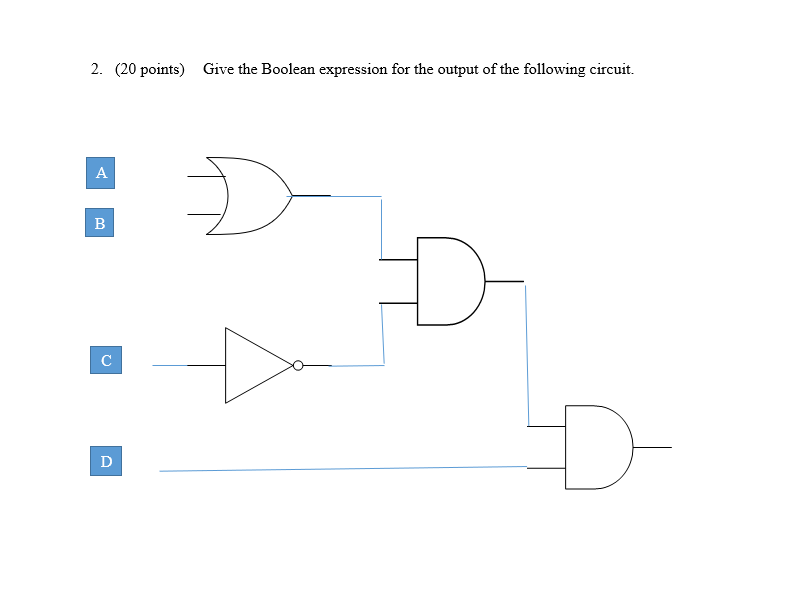 Solved 2. (20 points) Give the Boolean expression for the | Chegg.com