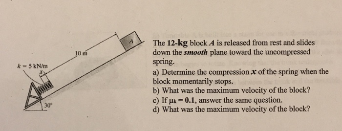 Solved The 12-kg block A is released from rest and slides | Chegg.com