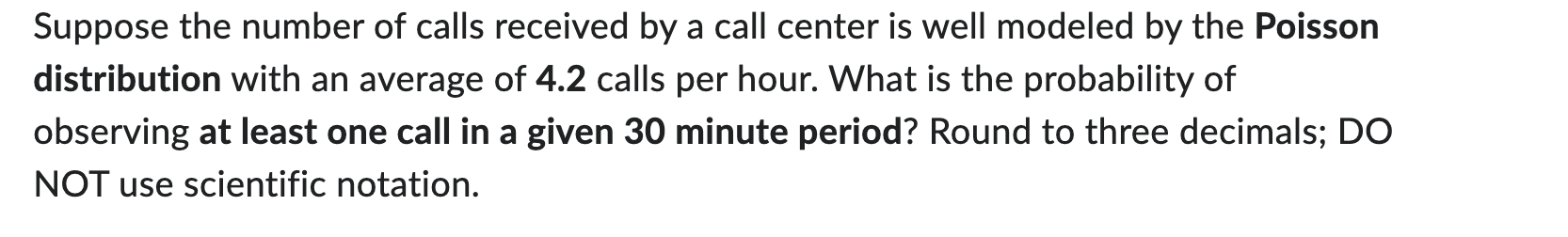 Solved Suppose the number of calls received by a call center | Chegg.com