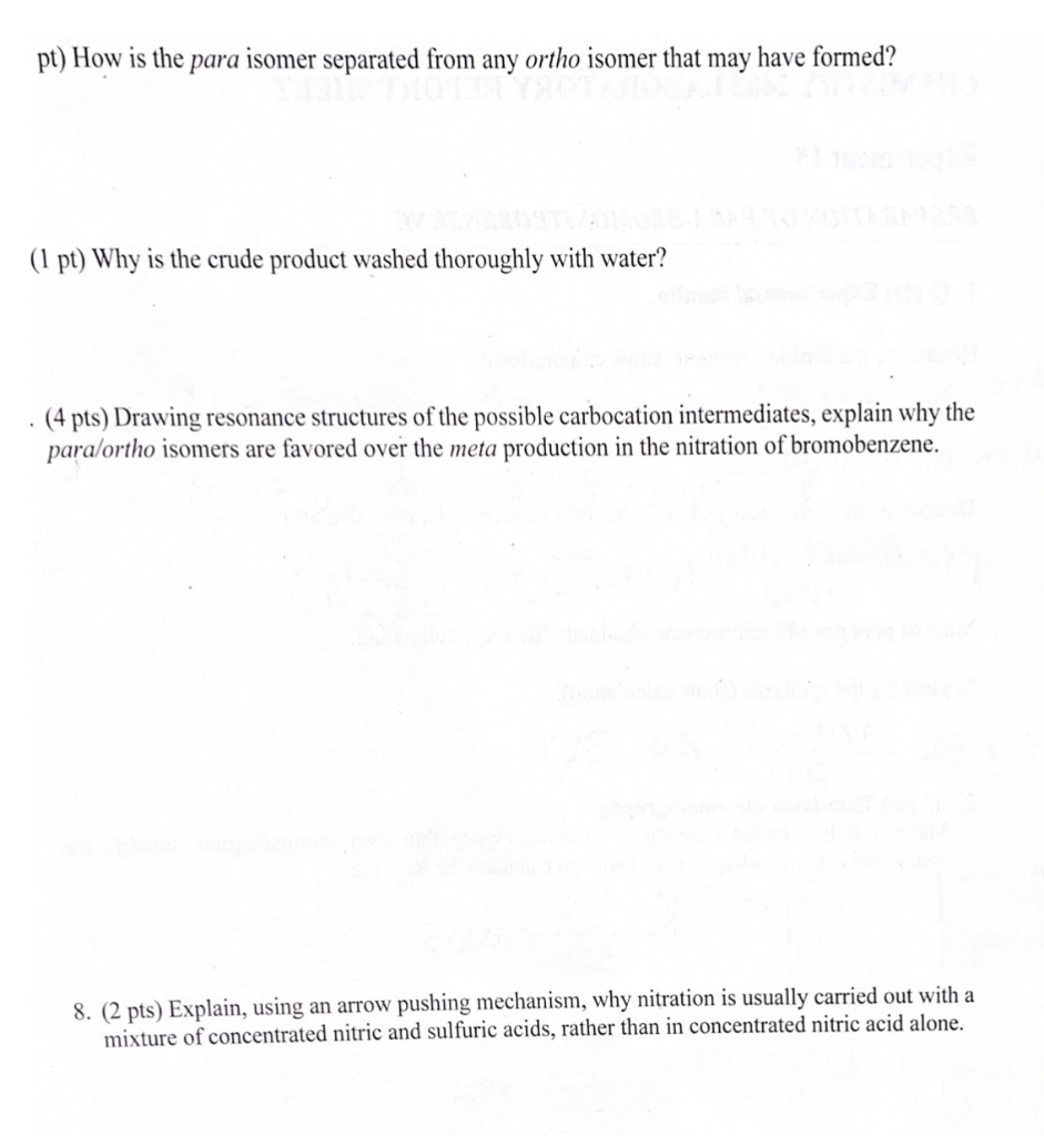 Solved pt) How is the para isomer separated from any ortho | Chegg.com