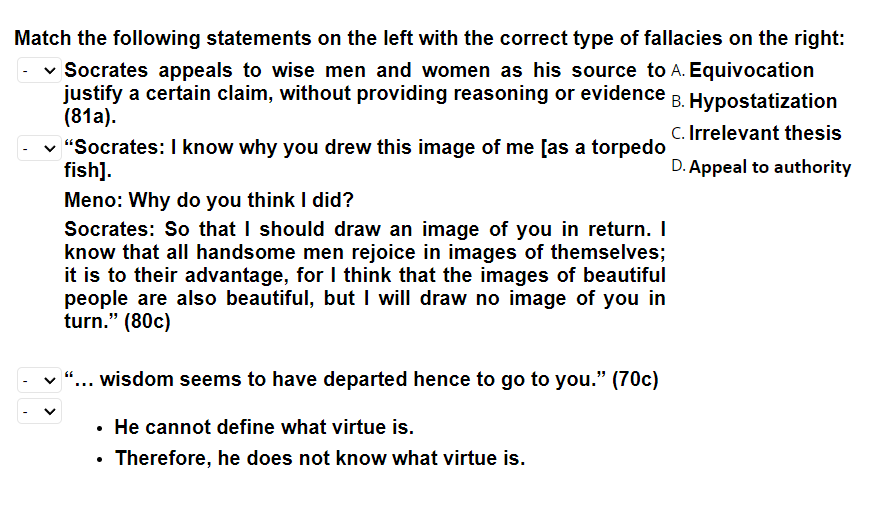 Match the following statements on the left with the | Chegg.com