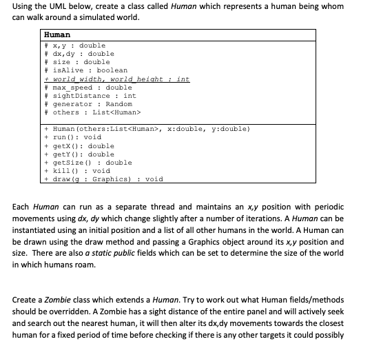Using the UML below, create a class called Human | Chegg.com