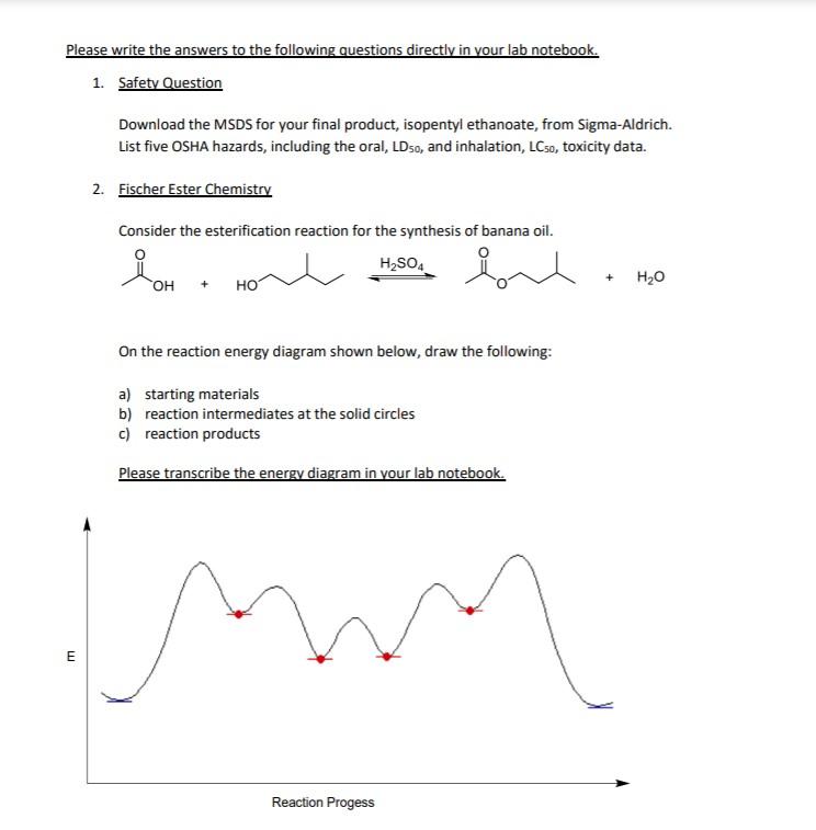 Solved Experiment: Fischer Ester Synthesis (FE) Title: | Chegg.com