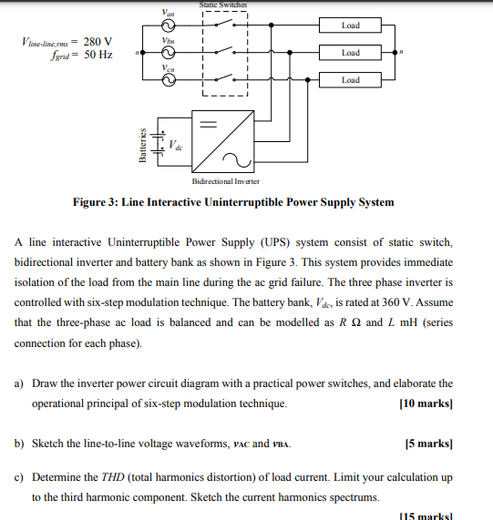 Van Static Switches 1---- 1 1 1 Load Vh Vinelinerms = | Chegg.com