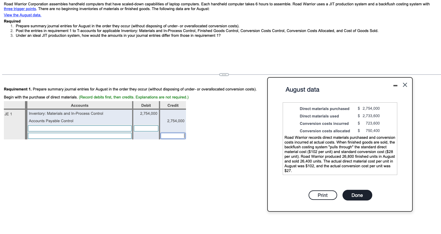 Solved Requirement 1. ﻿Prepare summary journal entries for | Chegg.com