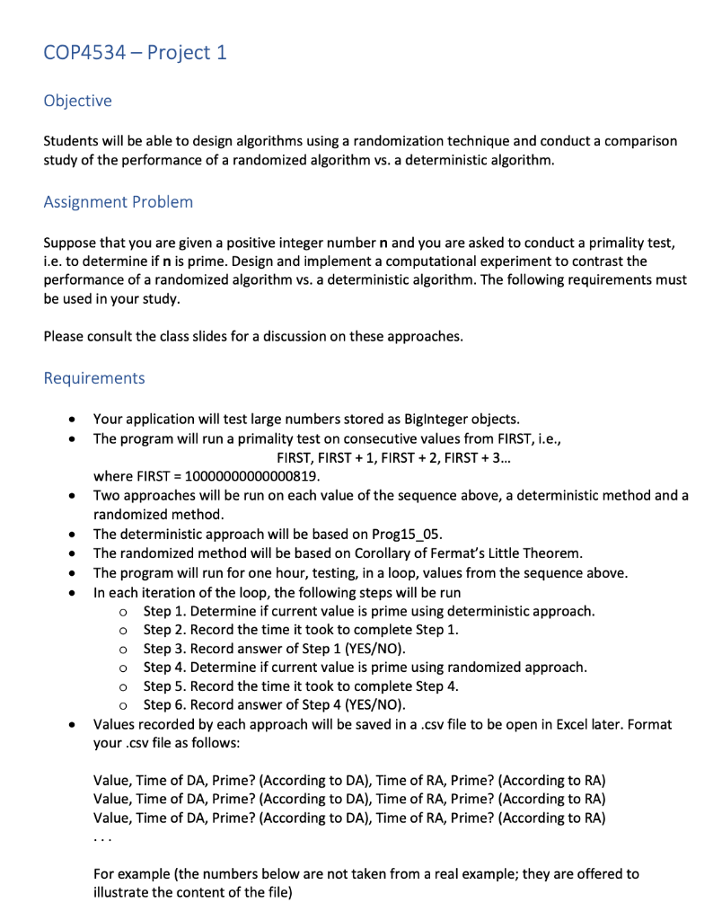 Solved COP4534 - Project 1 Objective Students will be able | Chegg.com