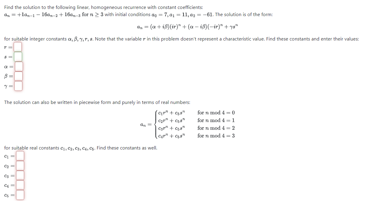 Solved Find The Solution To The Following Linear