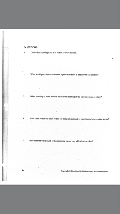 Solved Experiment 12 Interference of Light Waves | Chegg.com