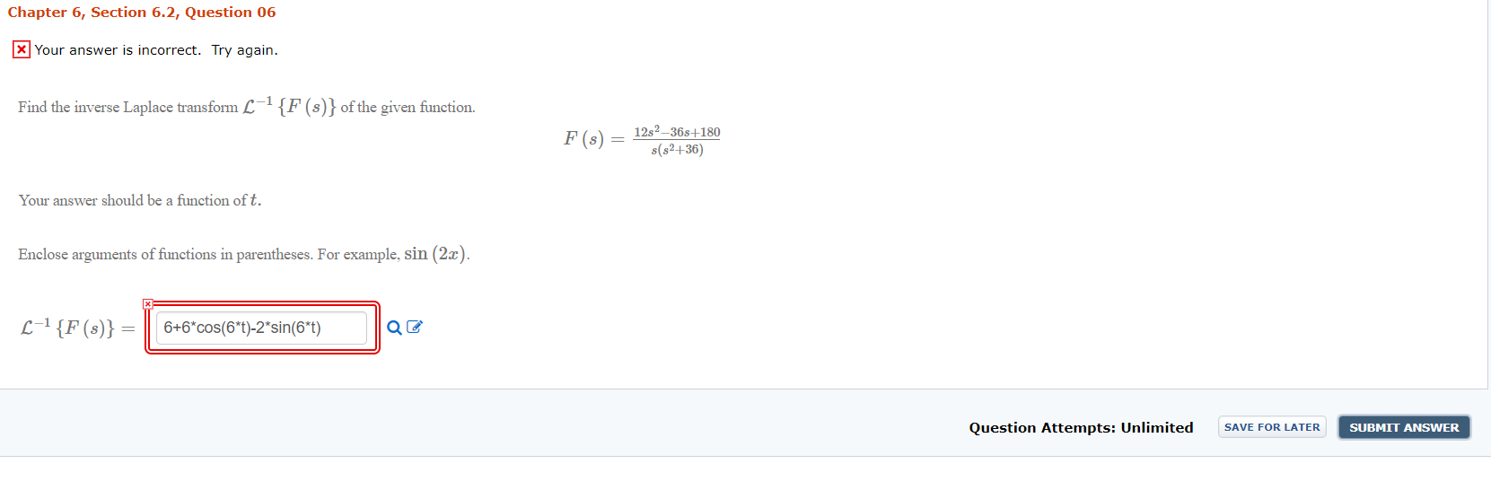 Solved Chapter 6 Section 6 2 Question 04 X Your Answer Is Chegg