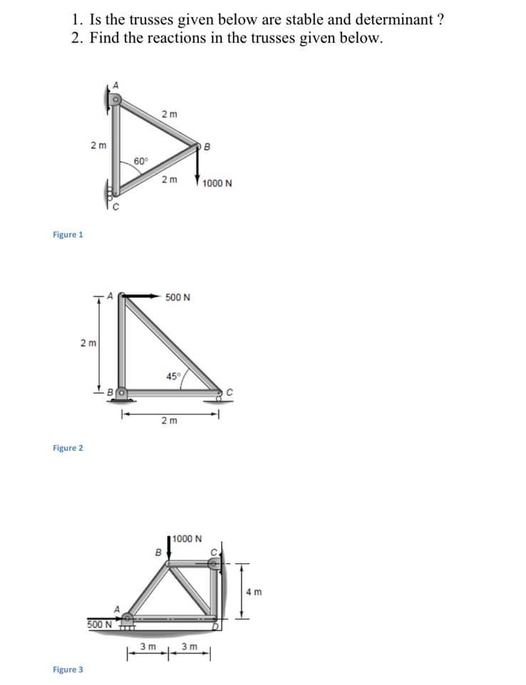 Solved 1. Is the trusses given below are stable and | Chegg.com