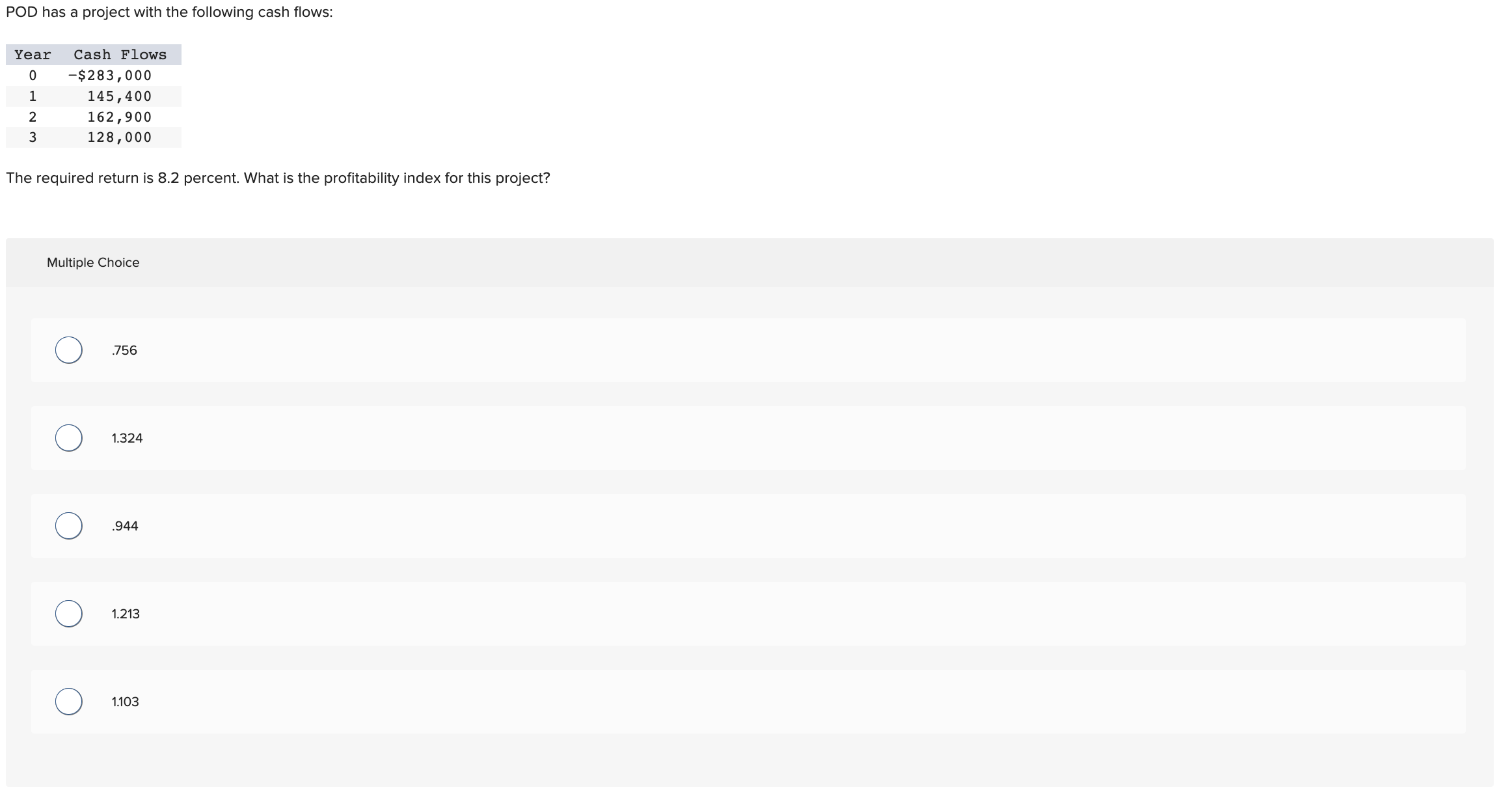 Solved POD has a project with the following cash flows: | Chegg.com